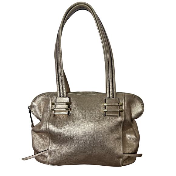 b. makowsky | Bags | B Makowsky Metallic Gold Leather Tote Bag Shoulder ...